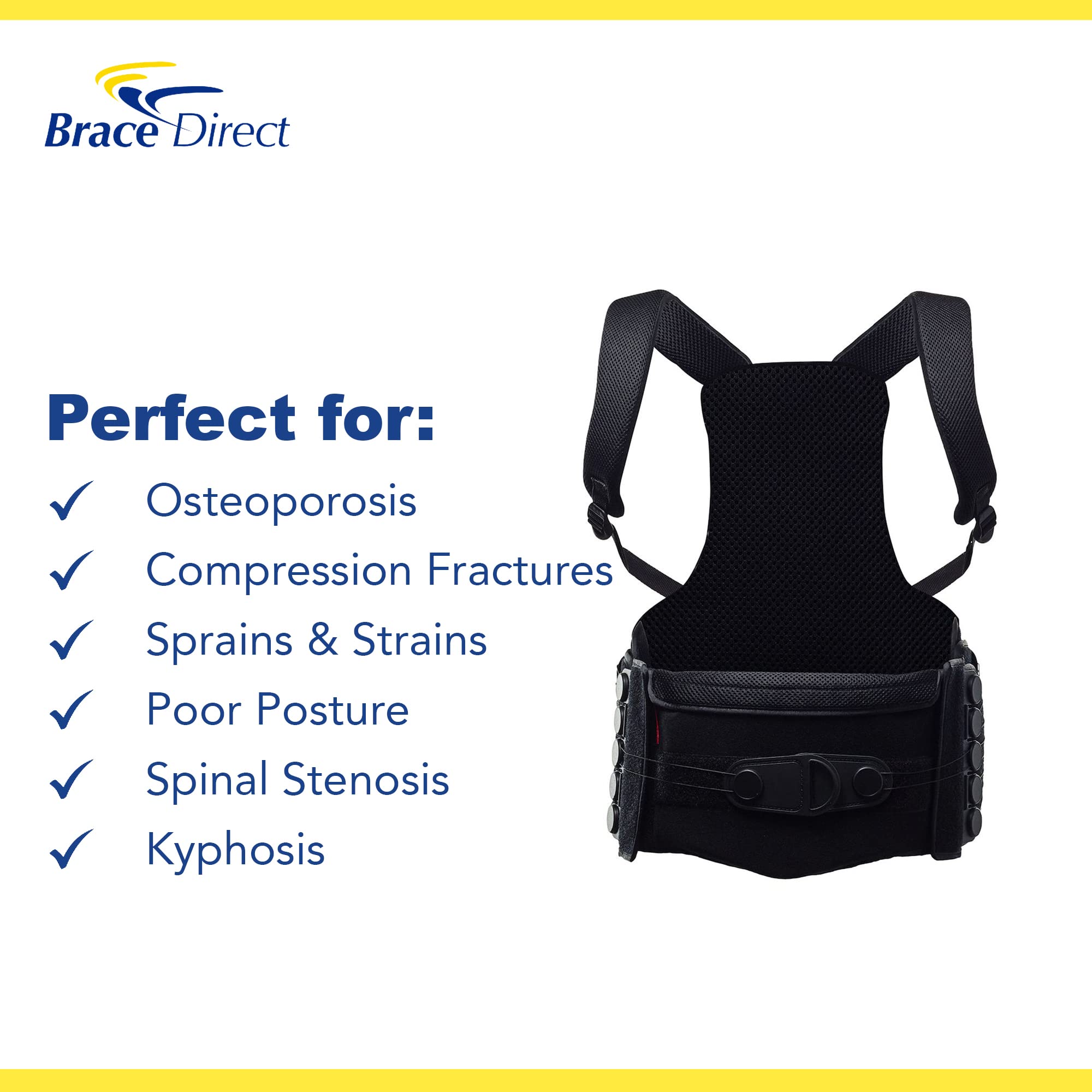 Postural Extension Back Straightener Brace - Rigid Posture Corrector Vest for Kyphosis Hunch Relief, Mild Scoliosis Support, and Hunchback or Lordosis Spine Treatment