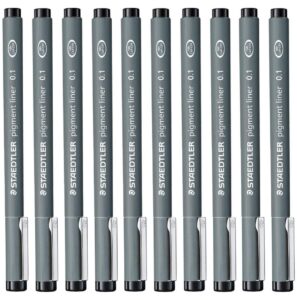 staedtler staedtler 0.1 mm pigment liner fineliner sketching drawing drafting pens pack of 10