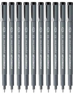 staedtler staedtler 0.3 mm pigment liner fineliner sketching drawing drafting pens pack of 10