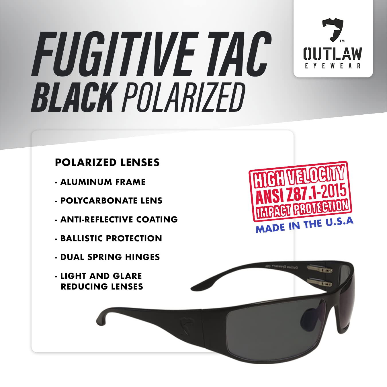 OutLaw Eyewear Polarized Tactical Sunglasses - Fugitive TAC Men Sunglasses