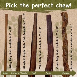 Top Dog Chews - 12 Inch Bully Sticks, 100% Natural Beef, Free Range, Grass Fed, High Protein, Supports Dental Health & Easily Digestible, Thick Dog Treat, 20 Pack