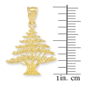 Polished 10k Yellow Gold Cedar Tree Charm Pendant