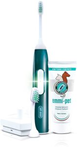 emmi®-pet 2.0 electric toothbrush oral & skin care set for pets. 100% ultrasound cleans completely silently, no bristle movements and no vibration. for cleaner teeth, healthier gums, fresher breath.