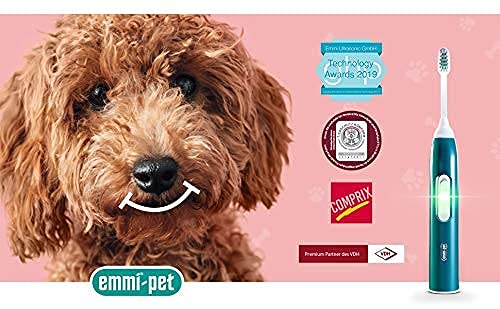 Emmi®-pet 2.0 electric toothbrush Oral & Skin Care Set for Pets. 100% Ultrasound cleans completely silently, no bristle movements and no vibration. for cleaner teeth, healthier gums, fresher breath.