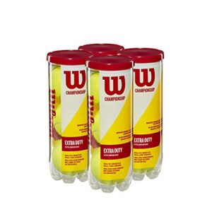 wilson championship extra duty tennis ball – 4 pack | pressurized balls with seal design | highly elastic, ideal for training & matches - yellow