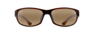 maui jim men's and women's twin falls polarized wrap sunglasses, rootbeer fade/hcl® bronze, medium