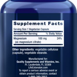 Life Extension Magnesium Citrate, 100 Mg, 100 Capsules (2 Pack)