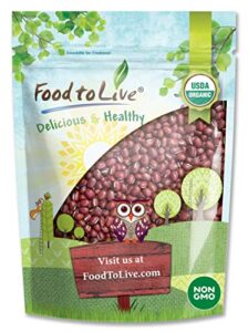 food to live organic adzuki beans, 5 pounds – non-gmo, sproutable, whole raw dried azuki beans (red mung beans), vegan, kosher, bulk organic beans. rich in minerals, dietary fiber and protein