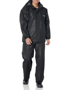 frogg toggs men's standard classic all-sport waterproof breathable rain suit, black jacket/black pants, medium