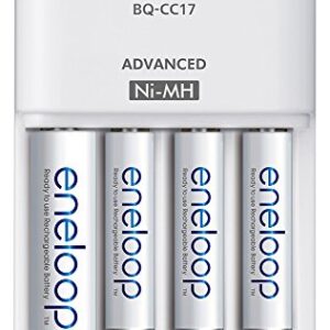 Eneloop Panasonic BQ-CC17SBA Advanced Individual Battery Charger with 4 LED Charge Indicator Lights, White