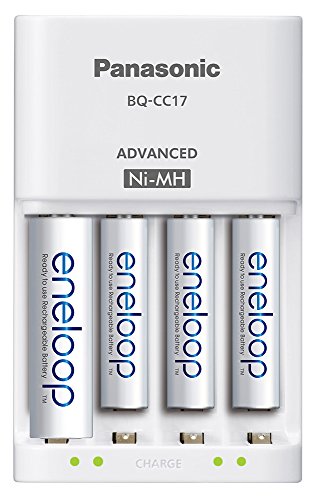 Eneloop Panasonic BQ-CC17SBA Advanced Individual Battery Charger with 4 LED Charge Indicator Lights, White