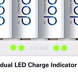 Eneloop Panasonic BQ-CC17SBA Advanced Individual Battery Charger with 4 LED Charge Indicator Lights, White