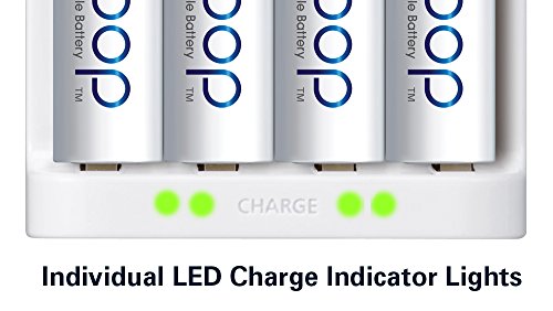 Eneloop Panasonic BQ-CC17SBA Advanced Individual Battery Charger with 4 LED Charge Indicator Lights, White