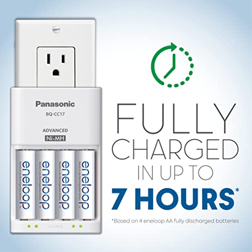 Eneloop Panasonic BQ-CC17SBA Advanced Individual Battery Charger with 4 LED Charge Indicator Lights, White