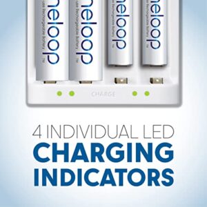 Eneloop Panasonic BQ-CC17SBA Advanced Individual Battery Charger with 4 LED Charge Indicator Lights, White