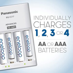 Eneloop Panasonic BQ-CC17SBA Advanced Individual Battery Charger with 4 LED Charge Indicator Lights, White