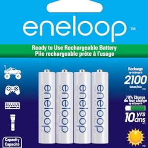 Eneloop Panasonic BK-4MCCA4BA AAA 2100 Cycle Ni-MH Pre-Charged Rechargeable Batteries, 4-Battery Pack