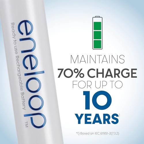 Eneloop Panasonic BK-4MCCA4BA AAA 2100 Cycle Ni-MH Pre-Charged Rechargeable Batteries, 4-Battery Pack