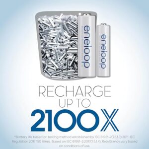 Eneloop Panasonic BK-4MCCA4BA AAA 2100 Cycle Ni-MH Pre-Charged Rechargeable Batteries, 4-Battery Pack