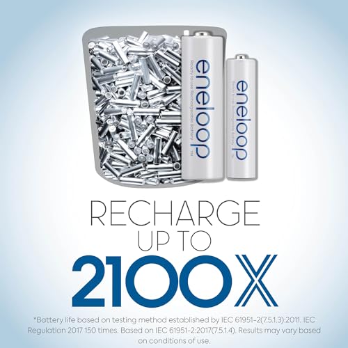 Eneloop Panasonic BK-4MCCA4BA AAA 2100 Cycle Ni-MH Pre-Charged Rechargeable Batteries, 4-Battery Pack