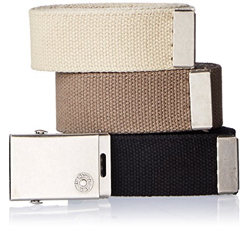 Levi's Mens Cut To Fit 3 Pack Web With Buckle Belt, Black/Olive/Khaki