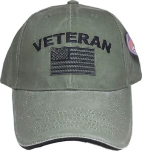 eagle crest military veteran u.s. flag cap, green, adjustable