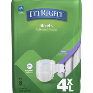 Medline Bariatric Briefs, 65 Inch-94 Inch, 8 Count (Pack of 4)