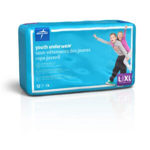 Medline Drytime Disposable Protective Youth Underwear, Large/XL, 12 Count (Pack of 4)