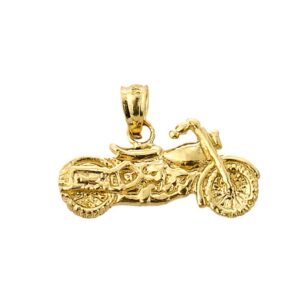 trendy necklaces 14k yellow gold polished charmed motorcycle charm pendant