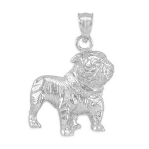 polished 925 sterling silver english bulldog charm pendant