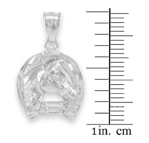 Polished 925 Sterling Silver Good Luck Horseshoe Charm Horse Head Pendant