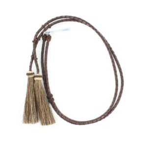 m & f western men's braided leather horsehair tassels stampede string brown o.