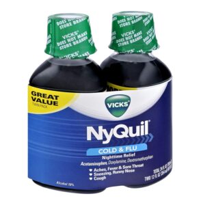 vicks nyquil cold & flu nighttime relief liquid, twin pack, original flavor 12 oz, 2 ea (pack of 3)