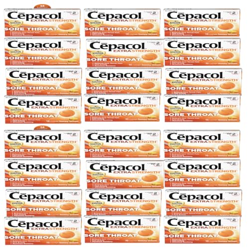 Cepacol Maximum Strength Throat Drop Lozenges, Honey Lemon, 16 Count (Pack of 24)