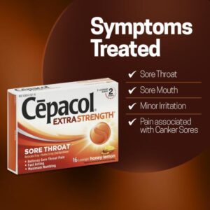 Cepacol Maximum Strength Throat Drop Lozenges, Honey Lemon, 16 Count (Pack of 24)