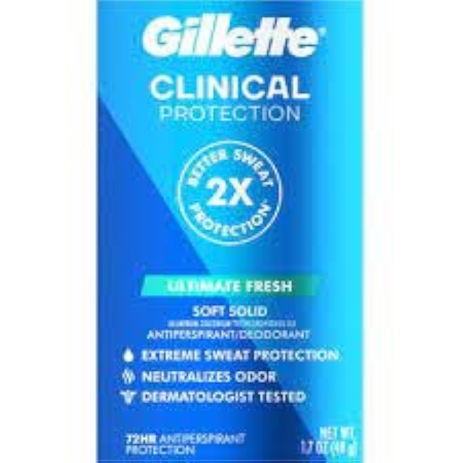 Gillette Clinical Anti-Perspirant Deodorant, Ultimate Fresh Advanced Solid 1.70 oz (Pack of 6)