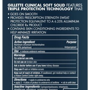 Gillette Clinical Anti-Perspirant Deodorant, Ultimate Fresh Advanced Solid 1.70 oz (Pack of 6)