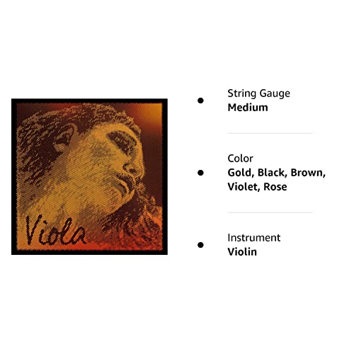 Pirastro Evah Pirazzi 4/4 Viola Gold String Set, Medium Gauge Premium Strings Made With Fine Flexible Synthetic Core, Ball End Strings, Replacement Accessory for Professional and Student Viola Players