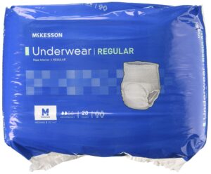 mckesson adult incontinence underwear, disposable, medium size, regular absorbency, 20 count