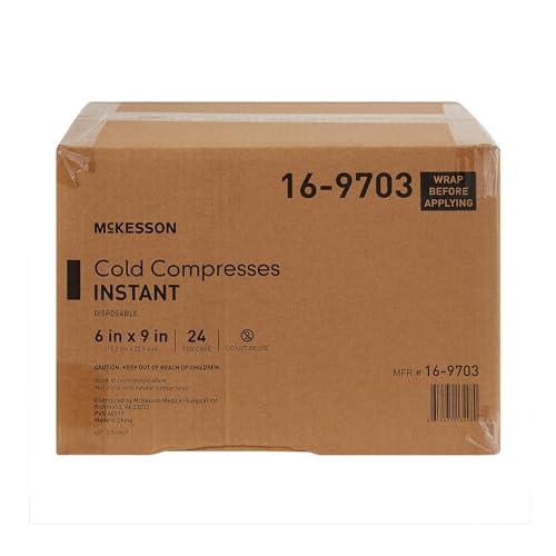 McKesson Cold Compress, Instant Cold Pack, Disposable, 6 in x 9 in, 1 Count, 24 Packs, 24 Total