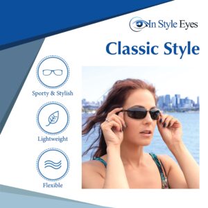 In Style Eyes Lovin Mawi Wrap Around Bifocal Sunglasses, Rimless Reading Glasses with UV Protection - Polarized Lens - Black - 2.5x