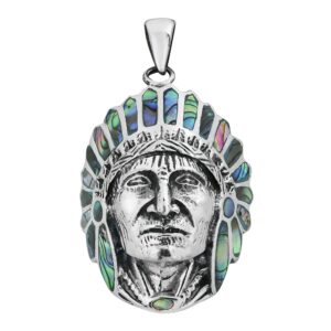 aeravida .925 sterling silver abalone shell native american style pendant