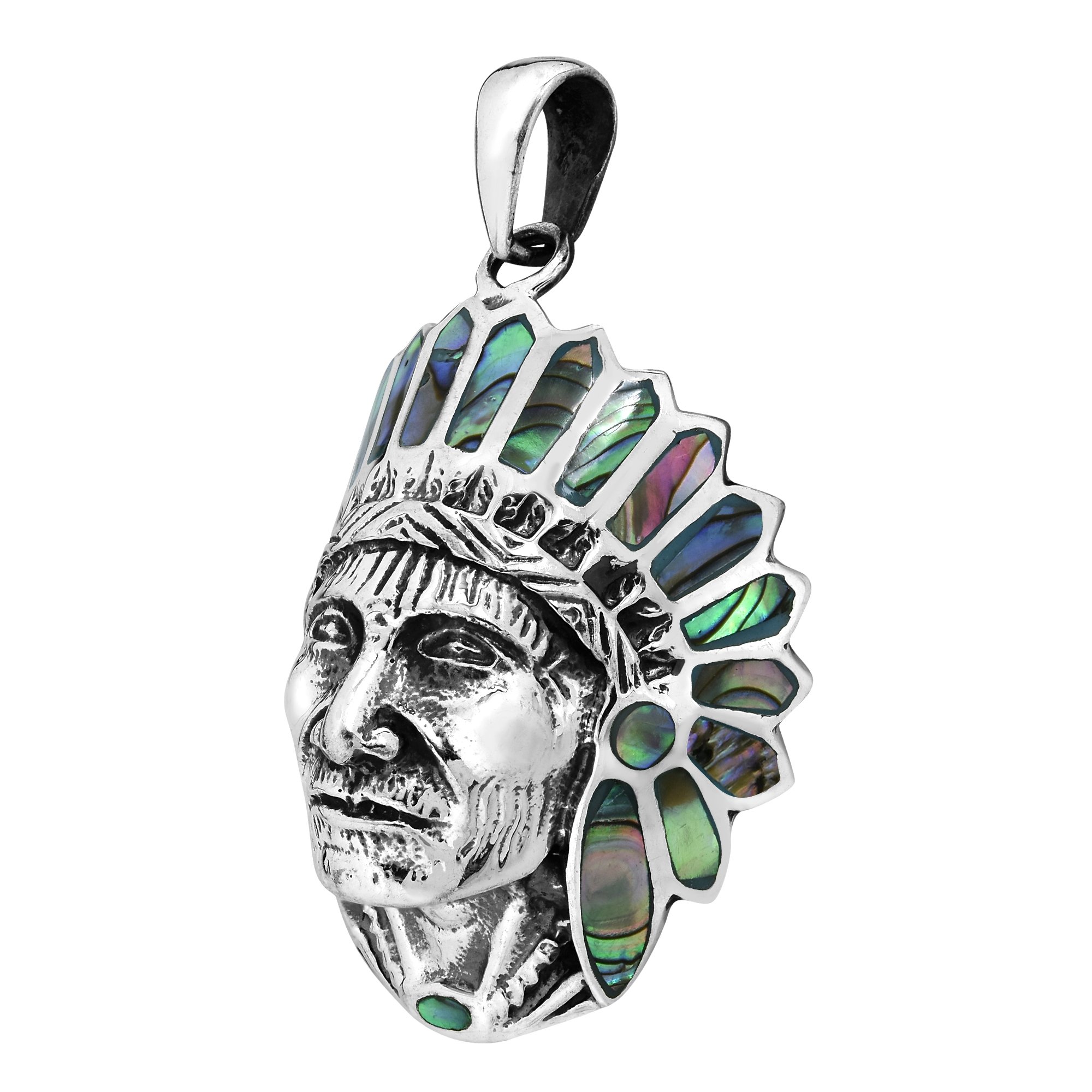 AeraVida .925 Sterling Silver Abalone Shell Native American Style Pendant