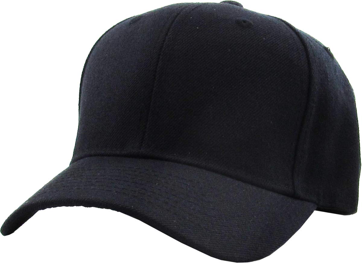 KBY-Fitted BLK (7 5/8) Plain Blank Curved Brim Fitted Baseball Cap Hat Unisex