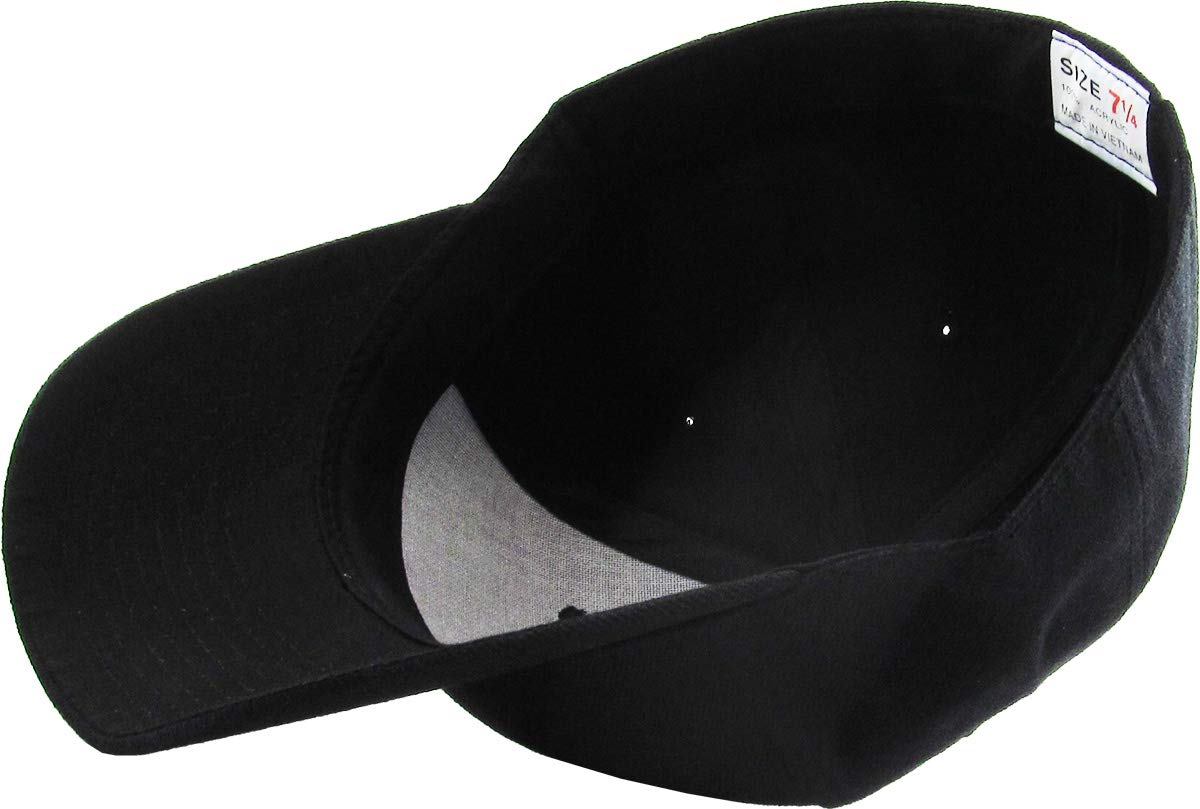 KBY-Fitted BLK (7 5/8) Plain Blank Curved Brim Fitted Baseball Cap Hat Unisex