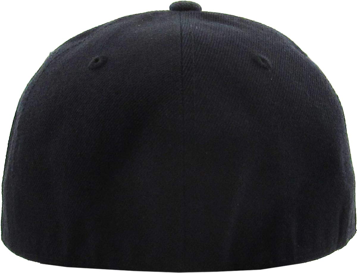 KBY-Fitted BLK (7 5/8) Plain Blank Curved Brim Fitted Baseball Cap Hat Unisex