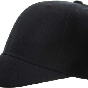 KBY-Fitted BLK (7 5/8) Plain Blank Curved Brim Fitted Baseball Cap Hat Unisex