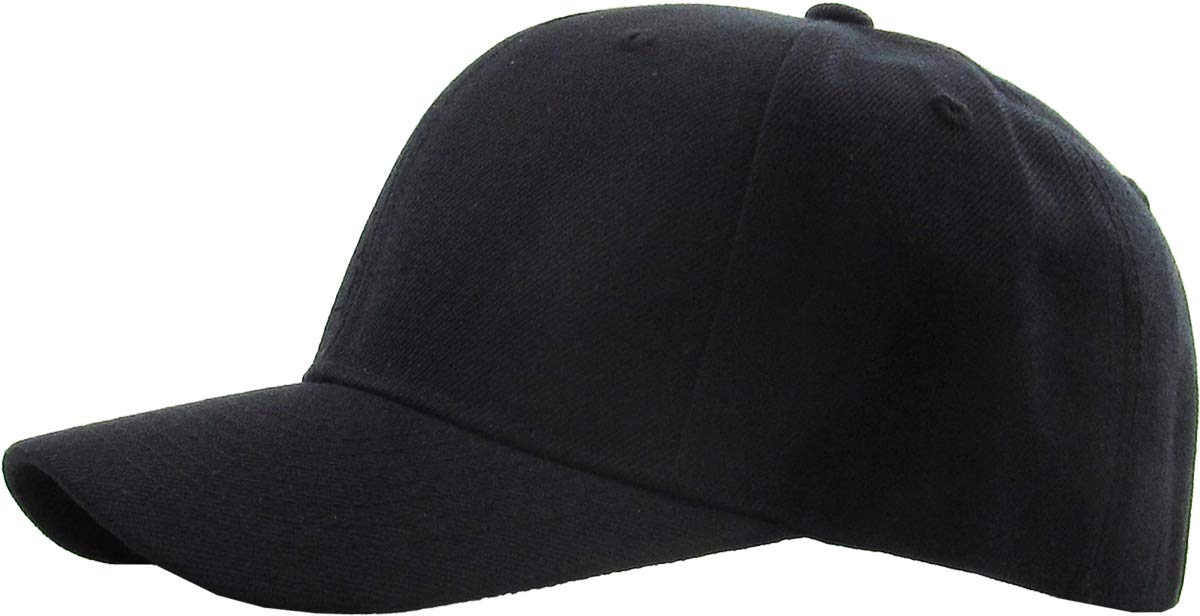 KBY-Fitted BLK (7 5/8) Plain Blank Curved Brim Fitted Baseball Cap Hat Unisex