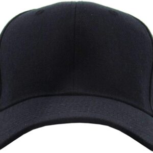 KBY-Fitted BLK (7 5/8) Plain Blank Curved Brim Fitted Baseball Cap Hat Unisex