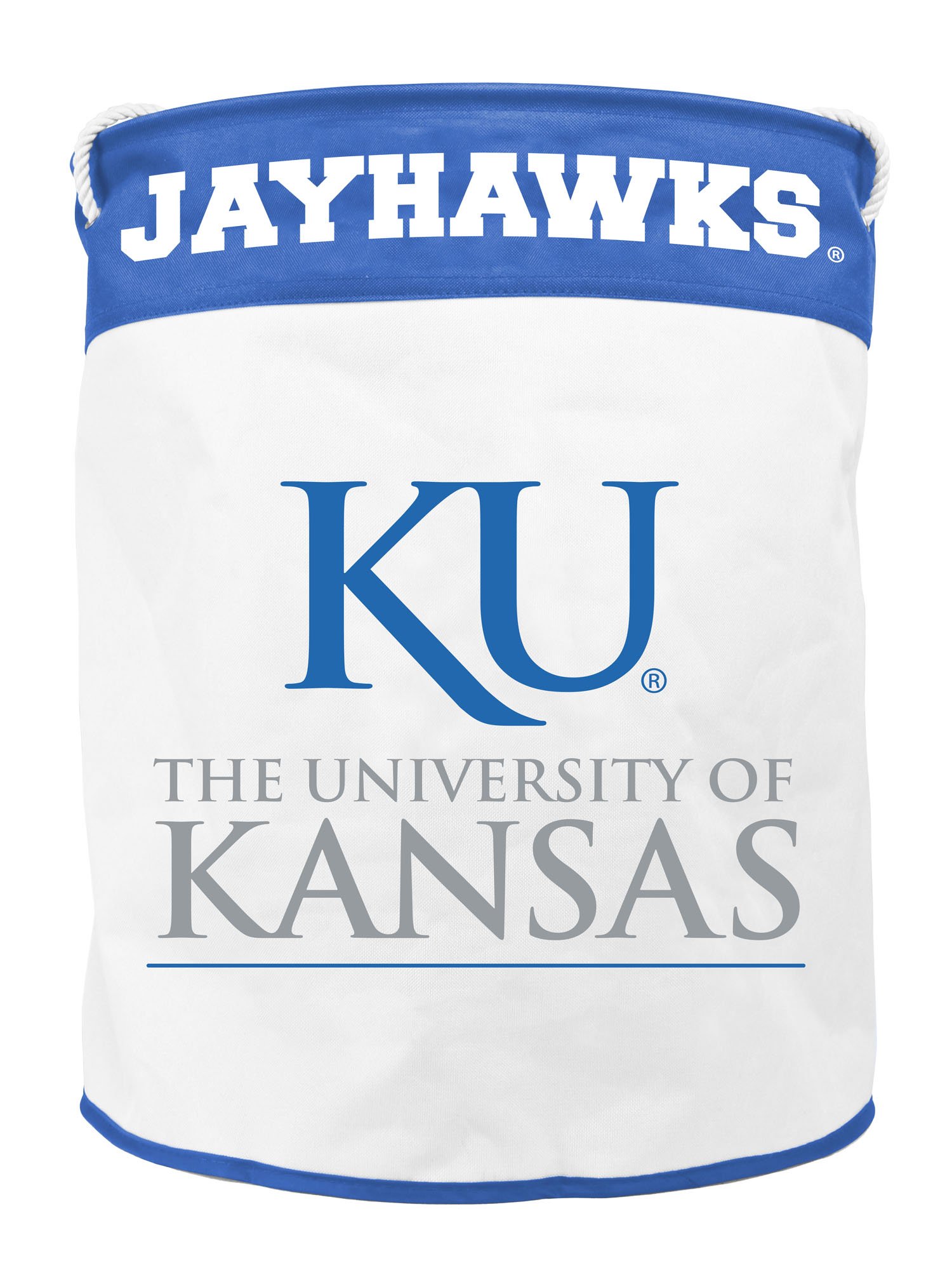 Duck House NCAA Kansas Jayhawks Canvas Laundry Basket with Braided Rope Handles